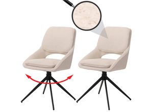 4057651695136 - 2er-Set Esszimmerstuhl MCW-N73 Küchenstuhl drehbar Auto-Return Stoff Textil Boucle (540g m²) Öko-Tex ~ creme