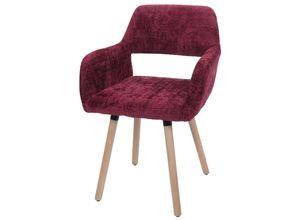 4057651875590 - Esszimmerstuhl MCW-A50 II Stuhl Küchenstuhl Polsterstuhl Holz Stoff Textil Chenille (465g m²) MVG ~ bordeaux