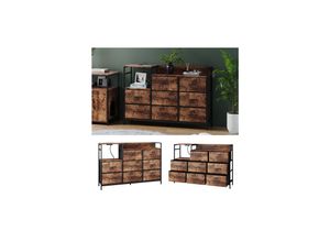 4066731449835 - Sideboard Brian Eiche rustikal 132 x 30 cm mit 8 Schubladen und usb Vicco