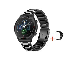 4066708474990 - TPFNet Smart Watch   Fitness Tracker IP67 für Damen & Herren - Edelstahl Armband + Silikon Armband - Android & IOS - Schwarz