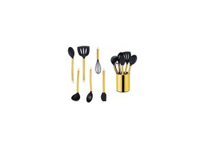 4260238067688 - Küchenorganizer-Set ECHTWERK gold (goldfarben) Edelstahl Silikon Küchenhelfer-Sets Kochbesteck mit Edelstahlgriff Antihaft-Silikon mit Utensilienhalter