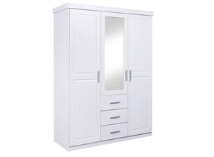 4010340299305 - Kleiderschrank Geraldo mit Spiegel 3 Türen und Schubladen in Weiss