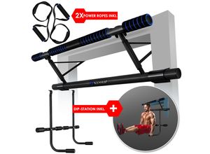 4260663286050 - KESSER® 4in1 Premium Klimmzugstange inkl DIP-Station & Power Ropes  klappbare Türreck sichere Türrahmen einhängen Montage zu Hause ohne Schrauben  Pull Up Bar für Crossfit