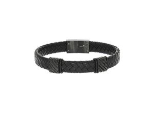 4006046344630 - Zeeme Stainless Steel Armband Lederband schwarz mit Edelstahlverschluss