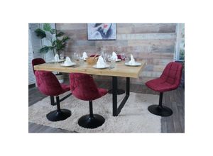 4057651919010 - 6er-Set Esszimmerstuhl MCW-A60 Küchenstuhl Stuhl Drehstuhl Stahl MVG Stoff Textil Chenille (465g m²) ~ bordeaux