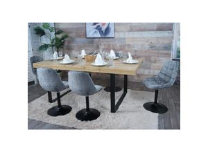 4057651918921 - 6er-Set Esszimmerstuhl MCW-A60 Küchenstuhl Stuhl Drehstuhl Stahl MVG Stoff Textil Chenille (465g m²) ~ dunkelgrau