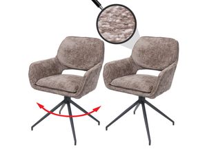 4057651903156 - 2er-Set Esszimmerstuhl MCW-N74 Küchenstuhl drehbar Auto-Return Stoff Chenille (490g m²) Öko-Tex ~ braun