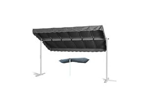 4001827781208 - Standmarkise Dubai Grau 375x225cm mit Schutzhülle Terrassenüberdachung Raffmarkise Mobile Markise Ziehharmonika