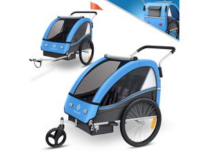 4260729118486 - KESSER® Kinderanhänger Fahrradanhänger Sport-RX 2 in 1 Joggerfunktion Kinderfahrradanhänger + 5-Punkt Sicherheitsgurt 360°-Vorderrad Jogger Buggy Fahrrad Anhänger für 1 bis 2 Kinder max 40kg