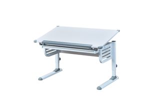 4010340986953 - ergonomischer Schülerschreibtisch Skalare in Weiss und Grau mit 1 Schublade