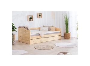 4250393837349 - TiCAA Sofabett Funktionsbett Gästebett mit Auszug Melinda Kiefer Natur