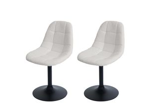 4057651807034 - 2er-Set Esszimmerstuhl MCW-A60 Küchenstuhl Stuhl Drehstuhl Stahl MVG Stoff Textil Bouclé (450g m²) ~ creme