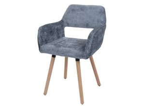 4057651875521 - Esszimmerstuhl MCW-A50 II Stuhl Küchenstuhl Polsterstuhl Holz Stoff Textil Chenille (465g m²) MVG ~ dunkelgrau