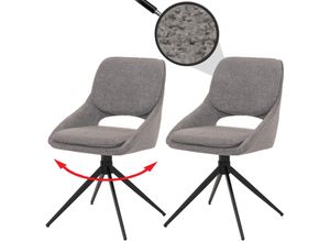 4057651695280 - 2er-Set Esszimmerstuhl MCW-N73 Küchenstuhl drehbar Auto-Return Stoff Textil Boucle (540g m²) Öko-Tex ~ grau