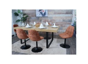 4057651918891 - 6er-Set Esszimmerstuhl MCW-A60 Küchenstuhl Stuhl Drehstuhl Stahl MVG Stoff Textil Chenille (465g m²) ~ terrakotta