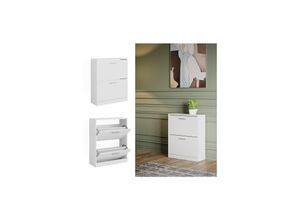 4066731446483 - Schuhschrank Gizmo Weiß 59 x 725 cm 2 Fächern Vicco