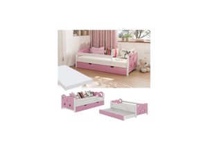 4066731272471 - Livinity Kinderbett Einzelbett Juniorbett Jessica Weiß Pink 160x80 cm Matratze modern Kinderzimmer Bett Bettschublade Rausfallschutz