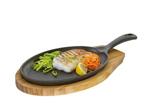 4007371066570 - KÜCHENPROFI Servierpfanne BBQ Holzbrett wärmespeichernd oval schwarz