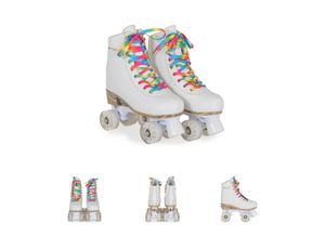 3800146228811 - Byox Rollschuhe Donna weiß PU-Rollen mit Glitzer ABEC-5 Lager versch Größen Gr XS (27 - 30)