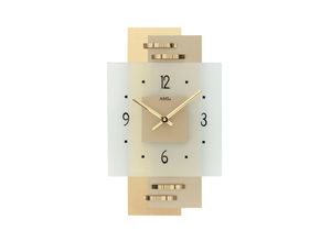 4037445151017 - Wanduhr AMS W9241 gold (goldfarben) Wanduhren B H L 22cm x 5cm x 36cm QuarzuhrHolzWohnzimmerEsszimmerKücheMade in GermanyBüroFlur