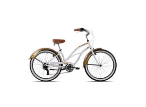 4250585409460 - Chrisson Sandy Beachcruiser 26 Zoll Damen Herren 155 - 170 cm Fahrrad 6 Gang weiß gold 41 cm