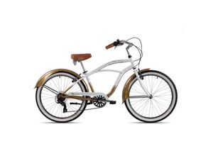 4250585409385 - Chrisson Sando Beachcruiser 26 Zoll Damen Herren 155 - 170 cm Fahrrad 3 Gang weiß gold 41 cm