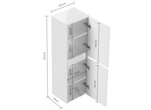 4251982655801 - Limes Badezimmer Hochschrank 112cm Softclose Wandmontage weiß Hgl