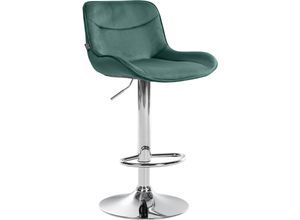 4255716309770 - Barhocker Vonore Samt I Höhenverstellbar Und 360 Grad Drehbar I Mit Fußstütze Und Metallgestell I Trompetenfuß Und Bodenschoner