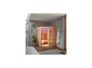 4058166099358 - Infrarotkabine – redsun xxl Deluxe -150 x 150 x 190 cm - für 4 Personen 7 Vollspektrumstrahler – Holz Hemlocktanne i Infrarotsauna Sauna