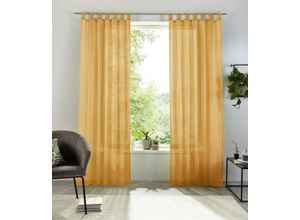 6941446630847 - Gardine MY HOME XANA Gr 1 gold (goldfarben) B145cm H145cm Voile Polyester Gardinen Bestseller einfarbig 1 Schal pflegeleicht unifarben