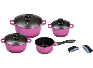 4019256016143 - KING Kochtopf-Set 4-teilig aus Aluguss mit Keramikbeschichtung kratzfest (pink) - B-Ware neuwertig