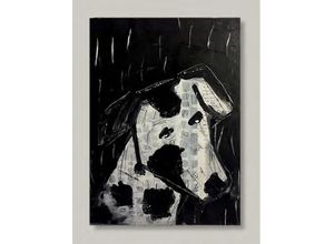 4062026309099 - WIEDEMANN Aludibondbild DOG BLACK WHITE (BH 50x65 cm) BH 50x65 cm schwarz Alubild Metallbild