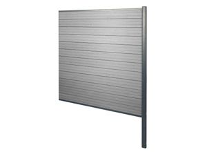 4057651239262 - WPC-Sichtschutz Savoie Windschutz Zaun Alu-Pfosten zum Einbetonieren ~ Erweiterungselement 185cm grau