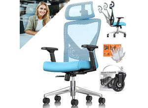 4255598338660 - KESSER® Bürostuhl mit verstellbaren Armlehnen Drehstuhl mit Lendenwirbelstütze Rückenschonend Schreibtischstuhl ergonomisch mit Kopfstütze Office Chair Wippfunktion bis 125° mit 5x Gummirollen