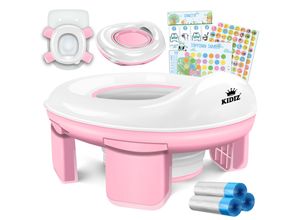 4255598351089 - KIDIZ® Töpfchen für Kinder Toilettensitz Töpfchentrainer WC Sitz Lerntöpfchen bequemem PP-Material mit Müllbeutel Kindertöpfchen für Unterwegs & Belohnungssystem mit Stickern 3 in 1 Lösung