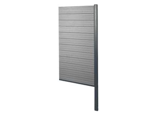 4057651491998 - WPC-Sichtschutz Savoie Windschutz Zaun Alu-Pfosten zum Einbetonieren ~ Erweiterungselement schmal 95cm grau