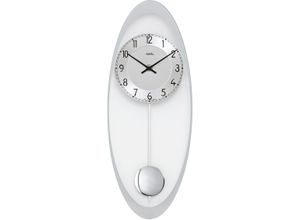 4037445152021 - Pendelwanduhr AMS W7416 silber (silberfarben) Wanduhren B H L 19cm x 3cm x 50cm QuarzuhrGlasgehäuseEsszimmerWohnzimmerMade in Germany