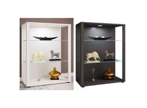 4051814424168 - Glasvitrine stehend Vitrine Glas mit ESG-Sicherheitsglas Maße ca H 90 x B 70 x T 35 cm Standvitrine Glas Modern und platzsparend Glas Vitrinenschrank – Glasol L