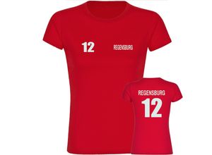 4068859573935 - multifanshop Damen T-Shirt - Regensburg - Trikot Nummer 12 - Druck weiß - Frauen