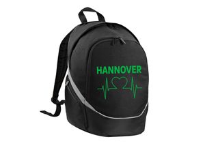 4068859173395 - multifanshop Rucksack - Hannover - Herzschlag - Druck grün - Tasche