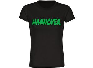 4068859517120 - multifanshop Damen T-Shirt - Hannover - Textmarker - Druck grün - Frauen
