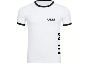 4068859587611 - multifanshop Kontrast T-Shirt - Ulm - Brust & Seite - Druck schwarz - Männer