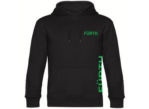 4068859563851 - multifanshop Kapuzen Sweatshirt - Fürth - Brust & Seite - Druck grün - Hoodie