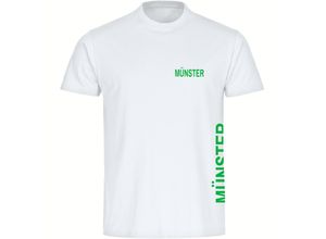 4068859572440 - multifanshop Herren T-Shirt - Münster - Brust & Seite - Druck grün - Männer