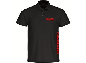 4068859593971 - multifanshop Poloshirt - Wiesbaden - Brust & Seite - Druck rot - Polo