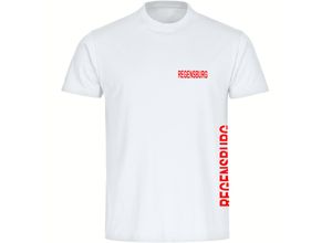 4068859572662 - multifanshop Herren T-Shirt - Regensburg - Brust & Seite - Druck rot - Männer