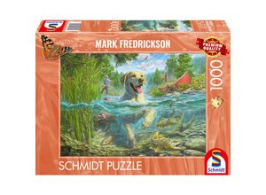 4001504585570 - Mark Fredrickson Hundeliebe - gelber Labrador auf Fischjagd Puzzle