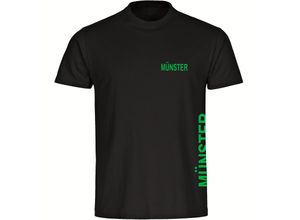 4068859572488 - multifanshop Herren T-Shirt - Münster - Brust & Seite - Druck grün - Männer