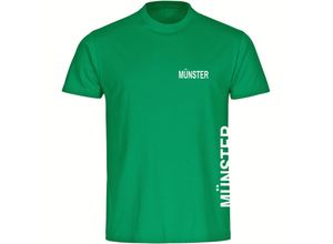 4068859572358 - multifanshop Herren T-Shirt - Münster - Brust & Seite - Druck weiß - Männer