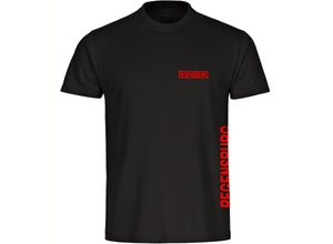 4068859572563 - multifanshop Herren T-Shirt - Regensburg - Brust & Seite - Druck rot - Männer